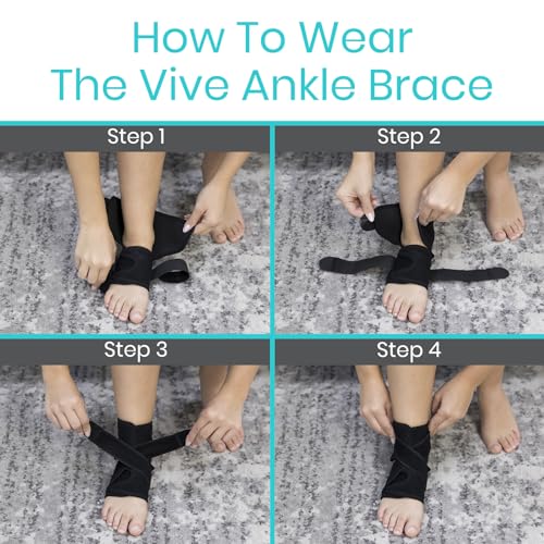 Vive Ankle Brace for Sprained Ankle - Adjustable Ankle Sleeve for Plantar Fasciitis, Tendonitis, Sprains, Swollen Feet - Lace Up Support Wrap for Running, Sports Injuries, Recovery (Fits Right & Left)