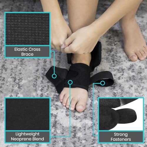 Vive Ankle Brace for Sprained Ankle - Adjustable Ankle Sleeve for Plantar Fasciitis, Tendonitis, Sprains, Swollen Feet - Lace Up Support Wrap for Running, Sports Injuries, Recovery (Fits Right & Left)