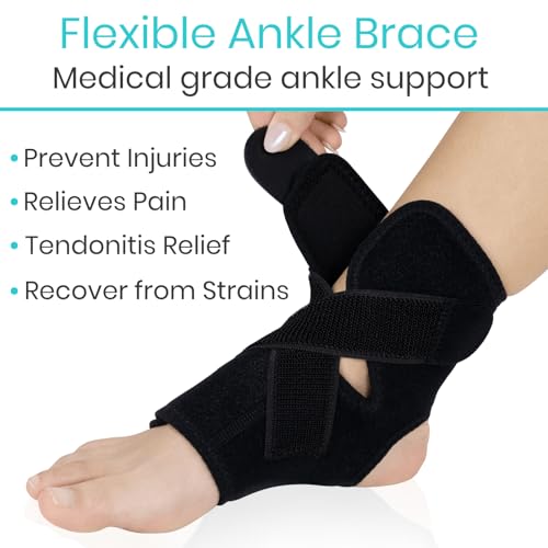 Vive Ankle Brace for Sprained Ankle - Adjustable Ankle Sleeve for Plantar Fasciitis, Tendonitis, Sprains, Swollen Feet - Lace Up Support Wrap for Running, Sports Injuries, Recovery (Fits Right & Left)