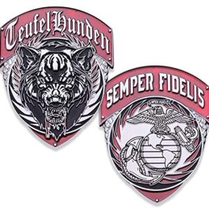 USMC Teufel Hunden Challenge Coin - US Marine Corps Military Coins - Designed by Marine Corps Veterans - Officially Licensed