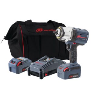 ingersoll rand w7152-k22 20v 1/2" drive cordless impact wrench 2 battery kit - high torque, iqv power control w/4 modes, brushless motor, led light ring, gray