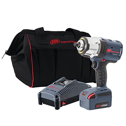 Ingersoll Rand W7152-K12 1/2" Cordless Impact Wrench and 1 Battery Kit, 4 Power Modes, Brushless Motor, 1500 ft/lbs Nut Busting Torque, 1000 ft/lbs Max Torque, Lightweight, Gray