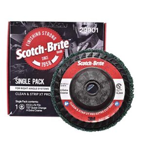 cubitron ii scotch-brite clean and strip xt pro extra cut disc, xc-dc, a/o extra coarse, green, 4-1/2 in x 5/8'-11, type 27, pack of 1, heavy duty metal stripper disc, aluminum oxide