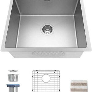 Bar Sink, TORVA 22.5 inch Undermount 16 Gauge Single Bowl Stainless Steel Kitchen Sink, Bar or Prep Sink