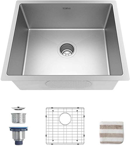 Bar Sink, TORVA 22.5 inch Undermount 16 Gauge Single Bowl Stainless Steel Kitchen Sink, Bar or Prep Sink