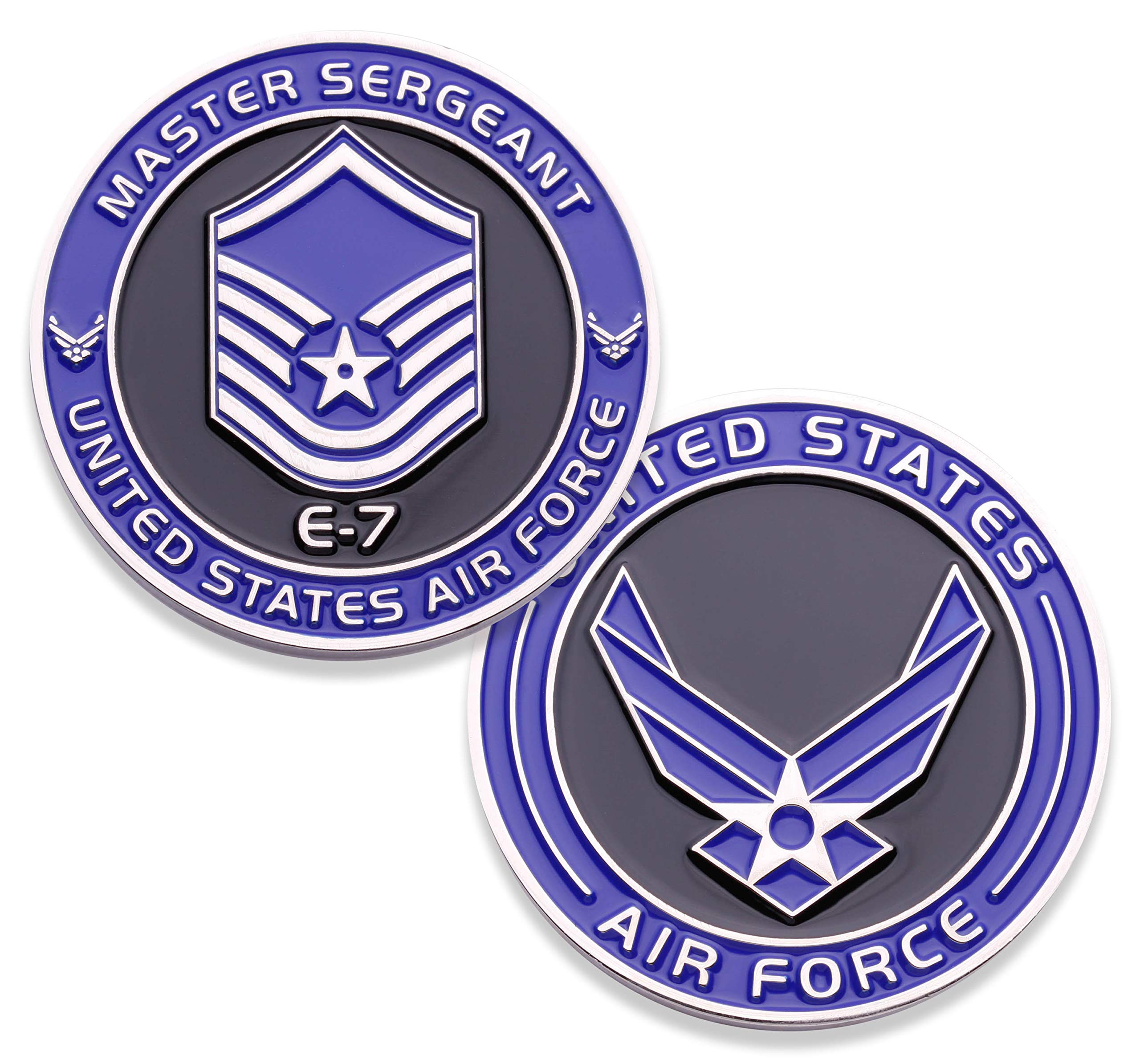 Air Force Master Sergeant E7 Challenge Coin! United States Air Force Master Sergeant Rank Military Coin MSGT. E-7 USAF Challenge Coin! Designed by Military Veterans - Officially Licensed Product!