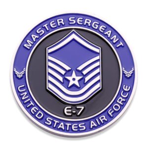 Air Force Master Sergeant E7 Challenge Coin! United States Air Force Master Sergeant Rank Military Coin MSGT. E-7 USAF Challenge Coin! Designed by Military Veterans - Officially Licensed Product!