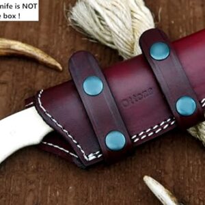 Ottoza Handmade Leather Knife Sheath Bushcraft Knife Sheath - Hunting Knife Sheath - Survival Knife - DUAL USAGE Vertical Knife Sheath or LEFT HAND Horizontal Sheath Brown TOP GRAIN LEATHER No:105