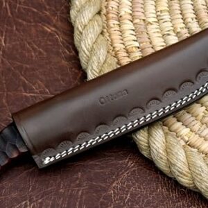 Ottoza Handmade Leather Knife Sheath SIDE DRAW Knife Sheath - Bushcraft Knife Sheath - Hunting Knife Sheath - Survival Knife Sheath - Vertical Knife Sheath Dark Brown TOP GRAIN LEATHER No:111