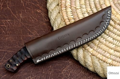 Ottoza Handmade Leather Knife Sheath SIDE DRAW Knife Sheath - Bushcraft Knife Sheath - Hunting Knife Sheath - Survival Knife Sheath - Vertical Knife Sheath Dark Brown TOP GRAIN LEATHER No:111