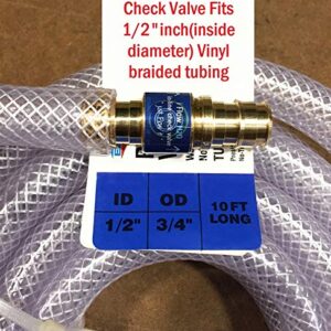 Check Valve 1/2" Brass Barbed, Fits 1/2" (ID) Vinyl Braided Tubing,Premium Quality,Potable H2O,Micro Brew,Fish Aquarium FLTR Pumps,Boat Marine,Hydroponics,RV,Hydronic, Wirsbo/ProPex Tubing