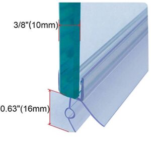 Cozylkx Frameless Shower Door Bottom Seal with Drip Rail for 3/8"(10mm) Glass, Length 27.5"/0.7m, Glass Door Sweep Stop Shower Leaking Clear