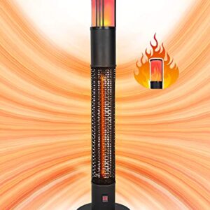 Star Patio Outdoor Freestanding Electric Patio Heater with LED Flame Light, Column Outdoor Heater Suitable as a Balcony Heater, Christmas Party Heater, Perfect for Outdoor Decoration, 1588-RDMF