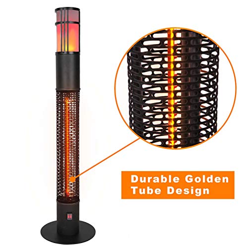 Star Patio Outdoor Freestanding Electric Patio Heater with LED Flame Light, Column Outdoor Heater Suitable as a Balcony Heater, Christmas Party Heater, Perfect for Outdoor Decoration, 1588-RDMF