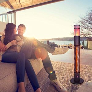 Star Patio Outdoor Freestanding Electric Patio Heater with LED Flame Light, Column Outdoor Heater Suitable as a Balcony Heater, Christmas Party Heater, Perfect for Outdoor Decoration, 1588-RDMF