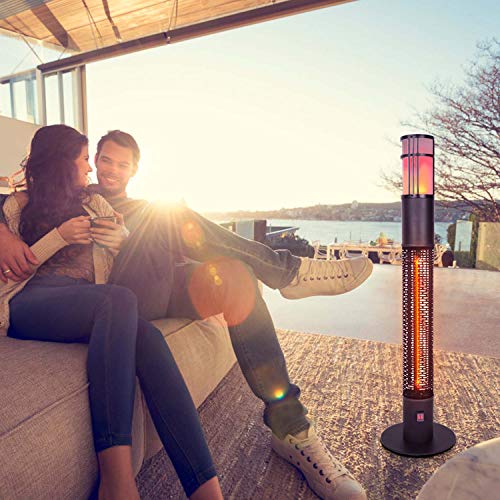 Star Patio Outdoor Freestanding Electric Patio Heater with LED Flame Light, Column Outdoor Heater Suitable as a Balcony Heater, Christmas Party Heater, Perfect for Outdoor Decoration, 1588-RDMF