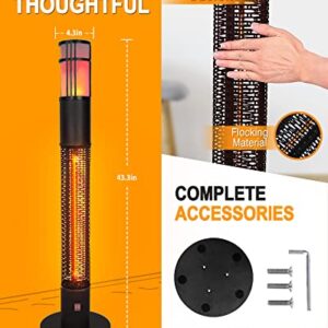 Star Patio Outdoor Freestanding Electric Patio Heater with LED Flame Light, Column Outdoor Heater Suitable as a Balcony Heater, Christmas Party Heater, Perfect for Outdoor Decoration, 1588-RDMF