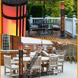 Star Patio Outdoor Freestanding Electric Patio Heater with LED Flame Light, Column Outdoor Heater Suitable as a Balcony Heater, Christmas Party Heater, Perfect for Outdoor Decoration, 1588-RDMF