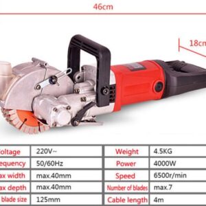 JIAN YA NA Wall Groove Cutting Machine 220V 40MM Electric Wall Chaser Groove Cutting Machine Concrete Cutter Notcher Groover Slotting Machine Large 4KW (Slotting Machine)