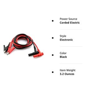 Longdex 2pcs/set 4mm L Type Banana Male Plug to Alligator Clip Pure Copper Test Cable Multimeter Testing Probe 1m (Black + Red)