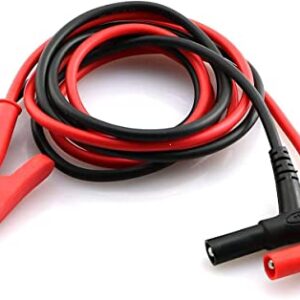 Longdex 2pcs/set 4mm L Type Banana Male Plug to Alligator Clip Pure Copper Test Cable Multimeter Testing Probe 1m (Black + Red)