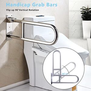 29.5 INCH Toilet Grab Bar Stainless Steel Handicap Rails Grab Bars Bathroom Support for Elderly Bariatric Disabled Commode Safety Hand Railing Guard Frame Shower Assist Aid Handrails Hand Grips