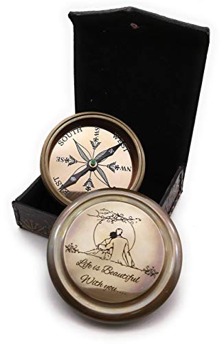 Life is beautiful with you Engraved compass, E E cumings poem engraved working compass, Anniversary, birthday, love, Sorry, Valentines day, Keepsakes, old memories, Love momentos, Unusual gift