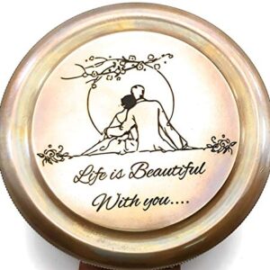 Life is beautiful with you Engraved compass, E E cumings poem engraved working compass, Anniversary, birthday, love, Sorry, Valentines day, Keepsakes, old memories, Love momentos, Unusual gift