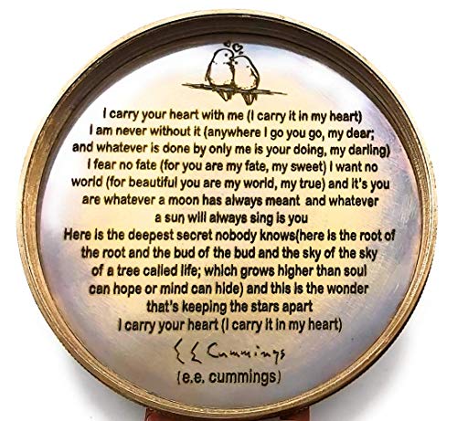 Life is beautiful with you Engraved compass, E E cumings poem engraved working compass, Anniversary, birthday, love, Sorry, Valentines day, Keepsakes, old memories, Love momentos, Unusual gift