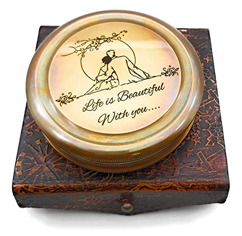 Life is beautiful with you Engraved compass, E E cumings poem engraved working compass, Anniversary, birthday, love, Sorry, Valentines day, Keepsakes, old memories, Love momentos, Unusual gift