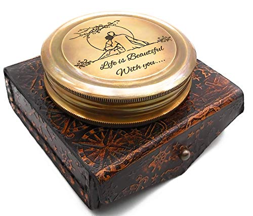 Life is beautiful with you Engraved compass, E E cumings poem engraved working compass, Anniversary, birthday, love, Sorry, Valentines day, Keepsakes, old memories, Love momentos, Unusual gift