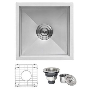 ruvati 15 x 15 inch undermount 16 gauge zero raduis bar prep square kitchen sink single bowl - rvh7115