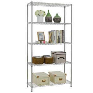 paylesshere wire shelving unit heavy duty storage rack metal shelf garage organizer wire rack with casters (chrome, 36" d x 14" w x 72" h)