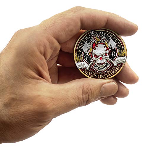 Thin Red Line · Firefighter Forever Challenge Coin with Deluxe Display Tin Box Plus Bonus polishing Cloth - 2 Medallion Set