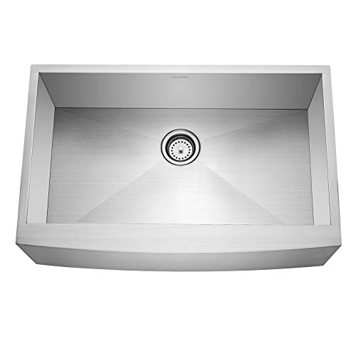 Miligoré 33" x 21" x 10" Deep Single Bowl Farmhouse Apron Zero Radius 16-Gauge Stainless Steel Kitchen Sink - Includes Drain/Grid