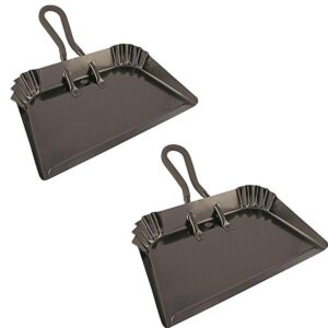 edward tools extra large industrial metal dust pan 17” - heavy duty powder coated steel does not chip or bend - great for large cleanups - rubber grip loop handle for comfort/hanging (2)