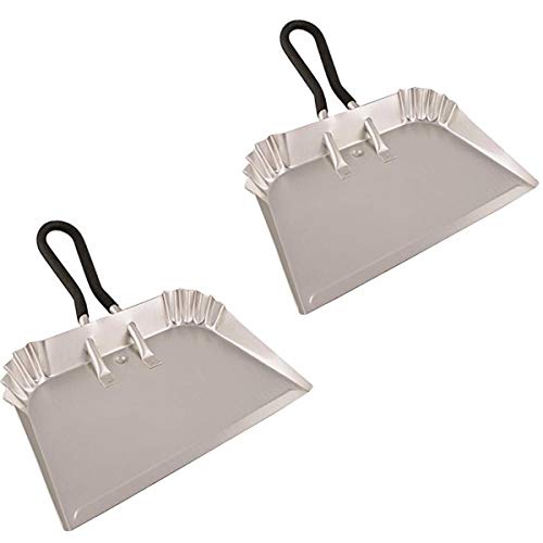 Edward Tools Extra Large Industrial Aluminum Dustpan 17” - Lightweight - Half The Weight of Steel dust Pans with Equal Strength - for Large cleanups - Rubber Loop Handle for Comfort/Hanging (2)