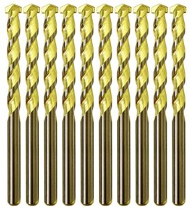 masonry drill bit set 1/8 in. carbide tip golden flute drill concrete rock-10pcs