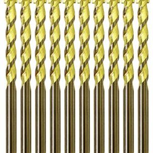 Masonry Drill Bit Set 1/8 in. Carbide Tip Golden Flute Drill Concrete Rock-10Pcs