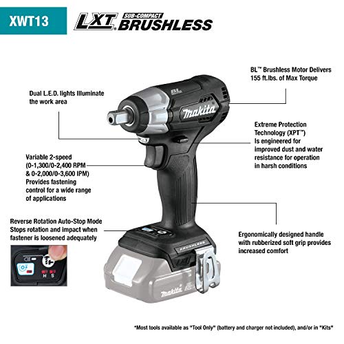 Makita XWT13ZB 18V LXT Sub-Compact 1/2" Impact Wrench Only