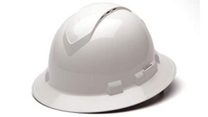 pyramex ridgeline full brim hard hat, vented, 4-point ratchet suspension, white