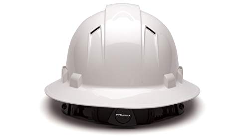 PYRAMEX Ridgeline Full Brim Hard Hat, Vented, 4-Point Ratchet Suspension, White