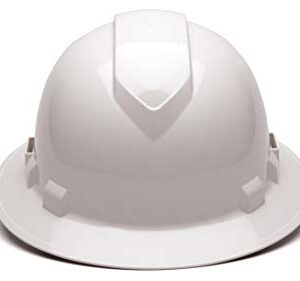 PYRAMEX Ridgeline Full Brim Hard Hat, Vented, 4-Point Ratchet Suspension, White