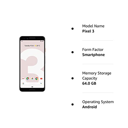 Google Pixel 3 - Factory Unlocked, Pink, 64GB (Renewed)