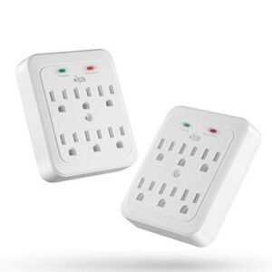 KMC Wall Surge Protector, 980 Joule, 6-Outle Wall Plug Adapter Power Strip, White