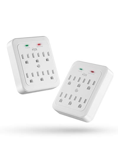 KMC Wall Surge Protector, 980 Joule, 6-Outle Wall Plug Adapter Power Strip, White