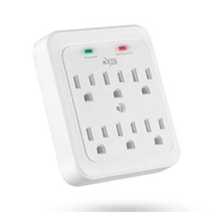 KMC Wall Surge Protector, 980 Joule, 6-Outle Wall Plug Adapter Power Strip, White