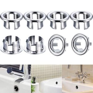 zhehao 8 pieces sink overflow ring, kitchen bathroom basin trim bath sink hole round overflow drain cap cover insert in hole spares