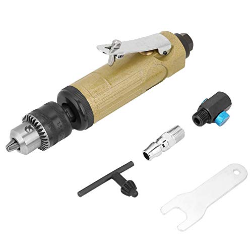 3/8 Straight Pneumatic Drill 22000rpm Air Power Drill High Speed Pneumatic Drilling Engraving Polishing Tool with Adjustable Inlet Valve Wrench Chunk Key Inlet Port