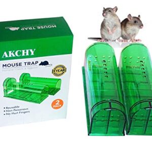 Humane Mouse Trap - Mouse Traps That Work – Best Mouse, Mice and Rat Trap Plastic Traps Live Catch and Release Rodents, Safe Around Children and Pets (2Packs)